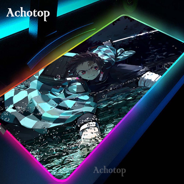 แผ่นรองเมาส์เล่นเกม RGB LED ลายการ์ตูนอนิเมะ Demon Slayer Kamado Nezuko ...