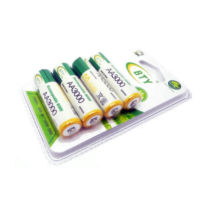 BTY ถ่านชาร์จ AA 3000 mAh NIMH Rechargeable Battery แพค4 ก้อน | Shopee ...