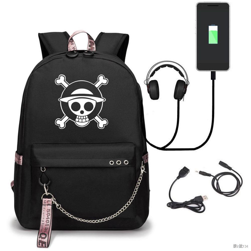 Trafalgar Law One Piece Skull White Beard Printed USB Backpack With ...