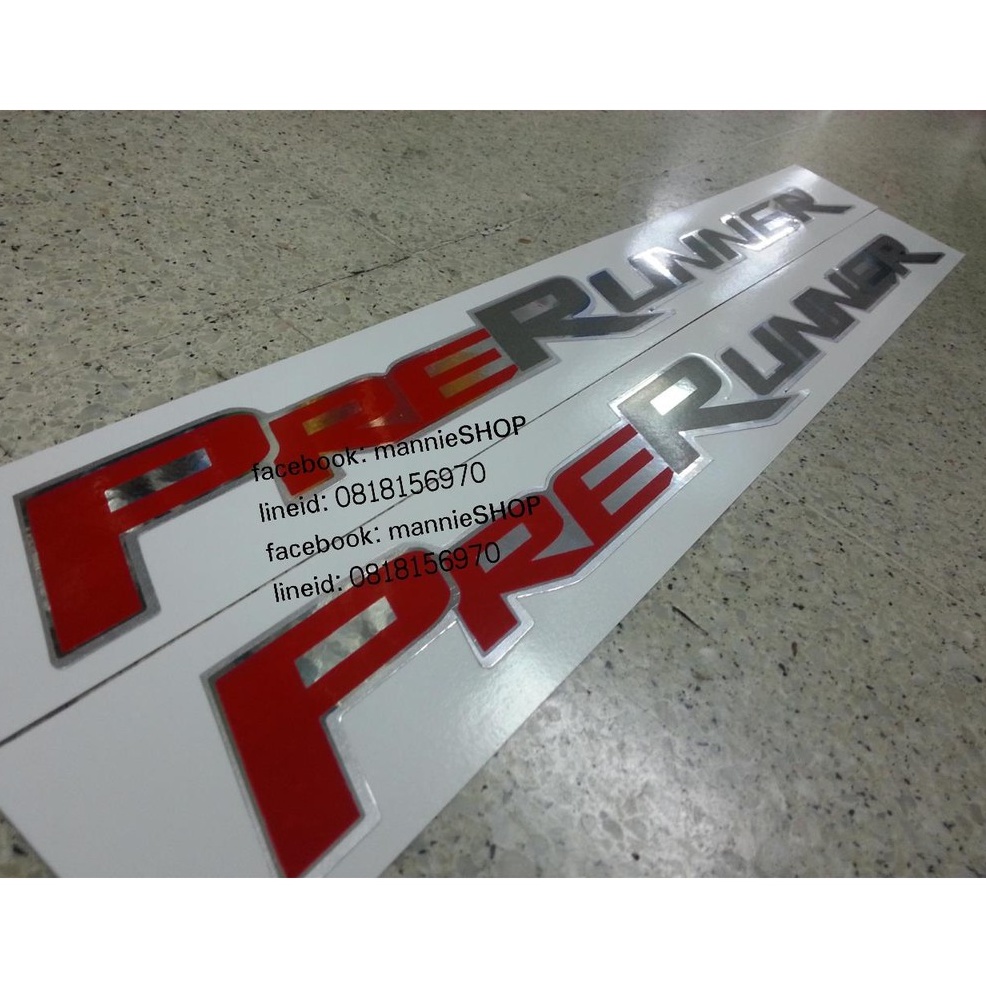 สติ๊กเกอร์แบบดั้งเดิมรถ คำว่า PRERUNNER สำหรับติดแก้มท้ายรถ TOYOTA REVO ...
