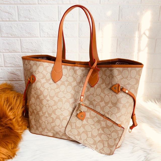 กระเป ๋ าผู ้ หญิง COACH NEVERFULL SET POUCH PREMIUM sling bag Nice ...