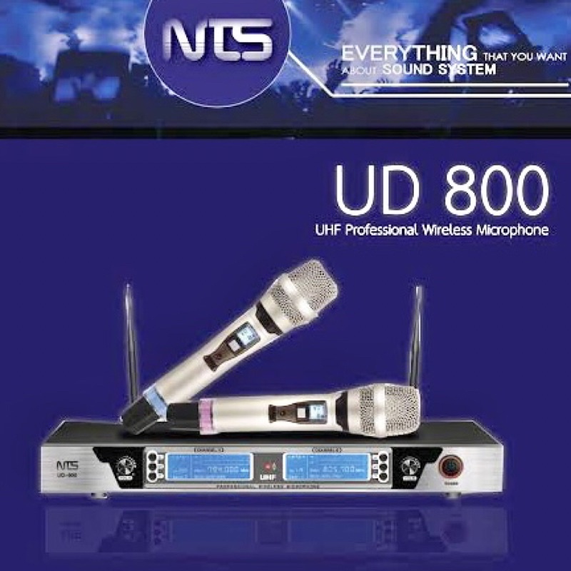 NTS UD800 ไมค์ลอยมือถือคู่ 2 ตัว UHF Wireless System ปรับความถี่ได้ ไมโครโฟนไร้สาย ไมค์ถือคู่ UD ...