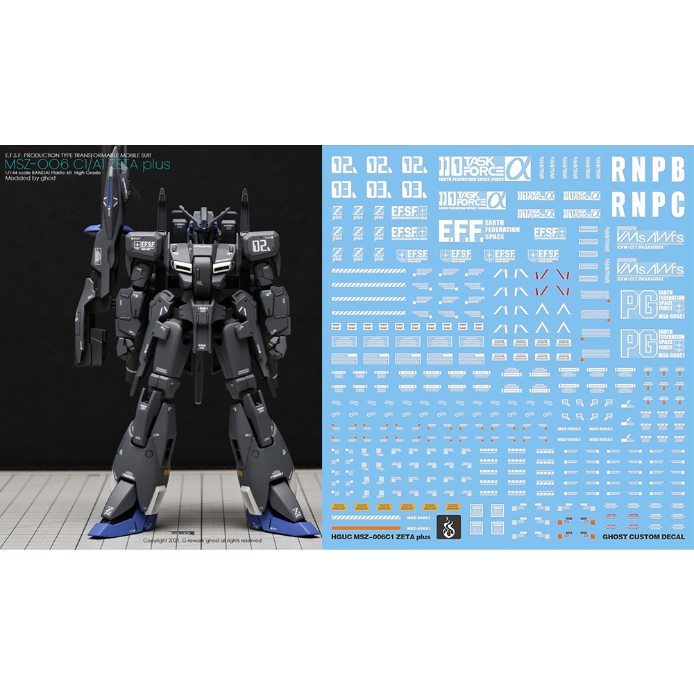 YAN Water Slide Decal 050 GHOST HGUC 1/144 MSZ-006C1 ZETA PLUS C1 ...