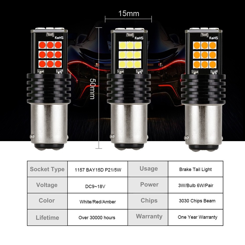หลอดไฟเลี้ยวรถยนต์ Py21w Ba15s P21w Led 1156 Bau15s Bulb 3030SMD Canbus 1157 Led Bay15d P21/5w 2 ...