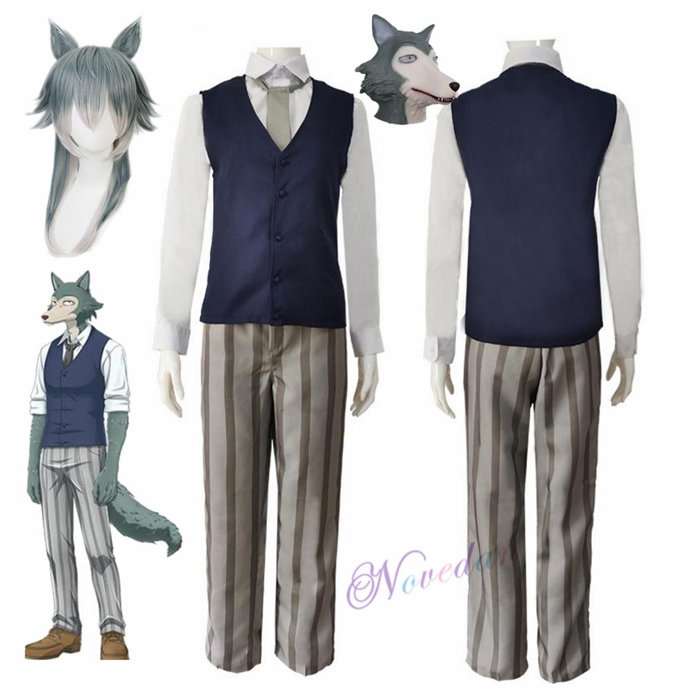 คอสเพลย์ Anime Beastars Cosplay Costumes Wig Mask Grey Wolf Legoshi ...