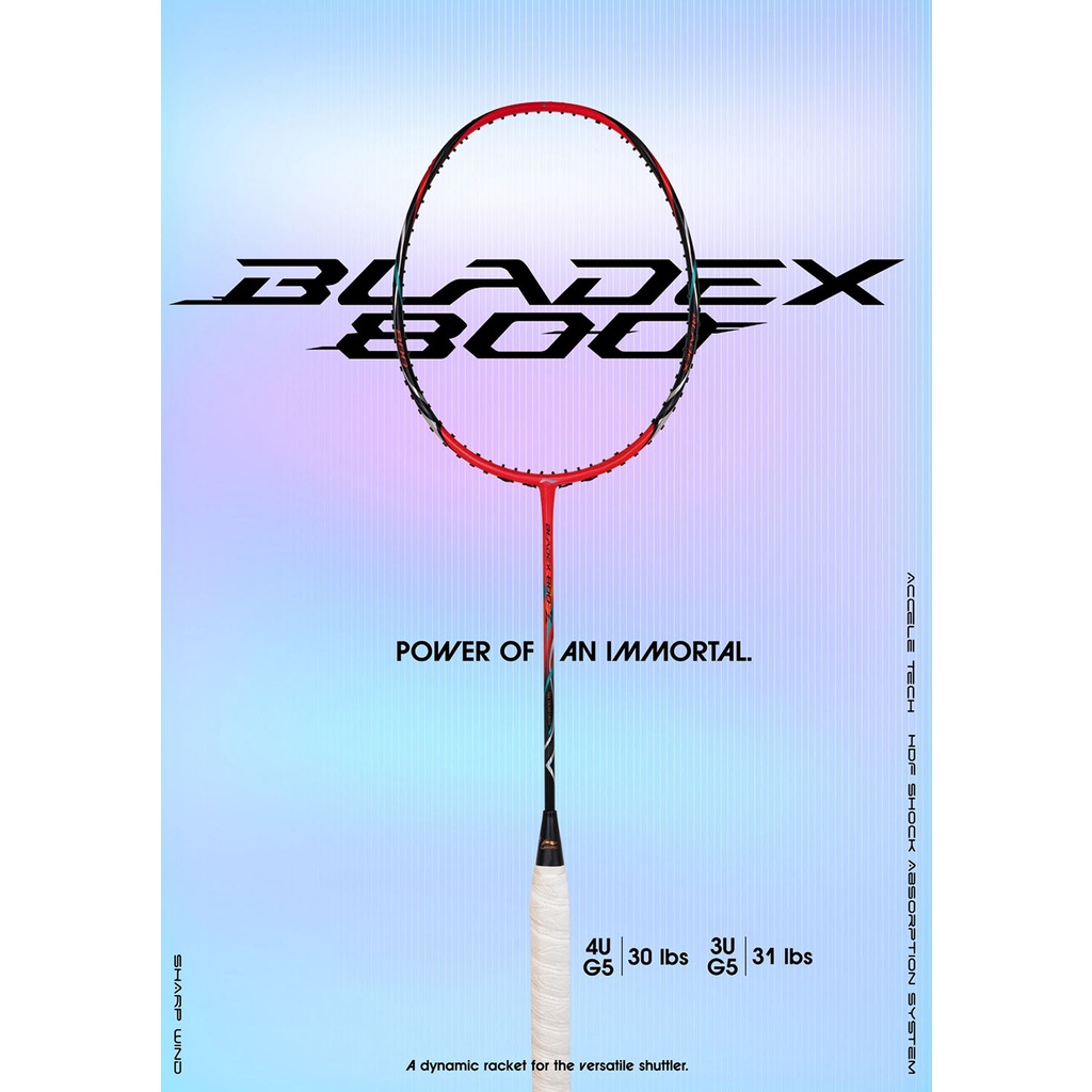 ไม้แบดมินตัน LI NING BADMINTON RACKET - BLADEX 800 (3U, 4U) ฟรีเอ็น+กร ...
