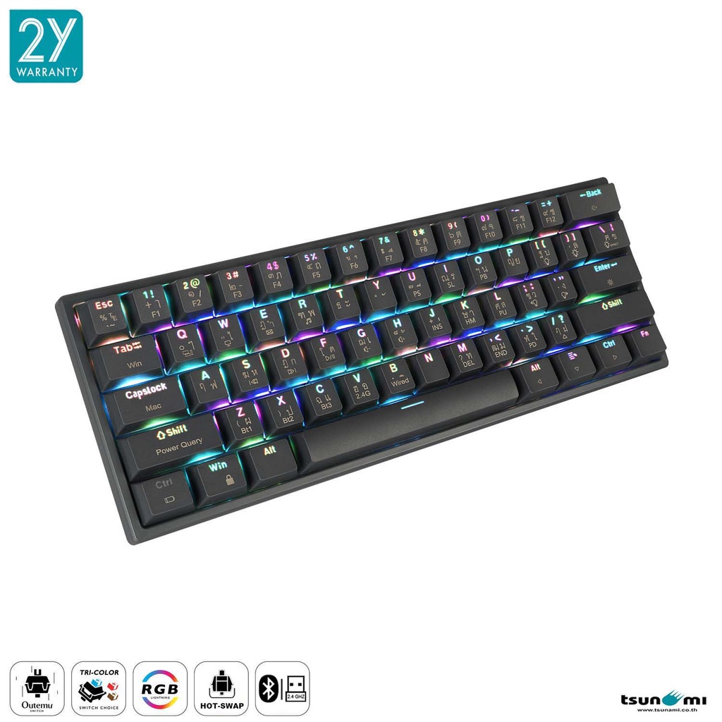 [ประกัน 2ปี] Tsunami Outemu MK-61 Max 61Key 60% Macro-Software RGB ...