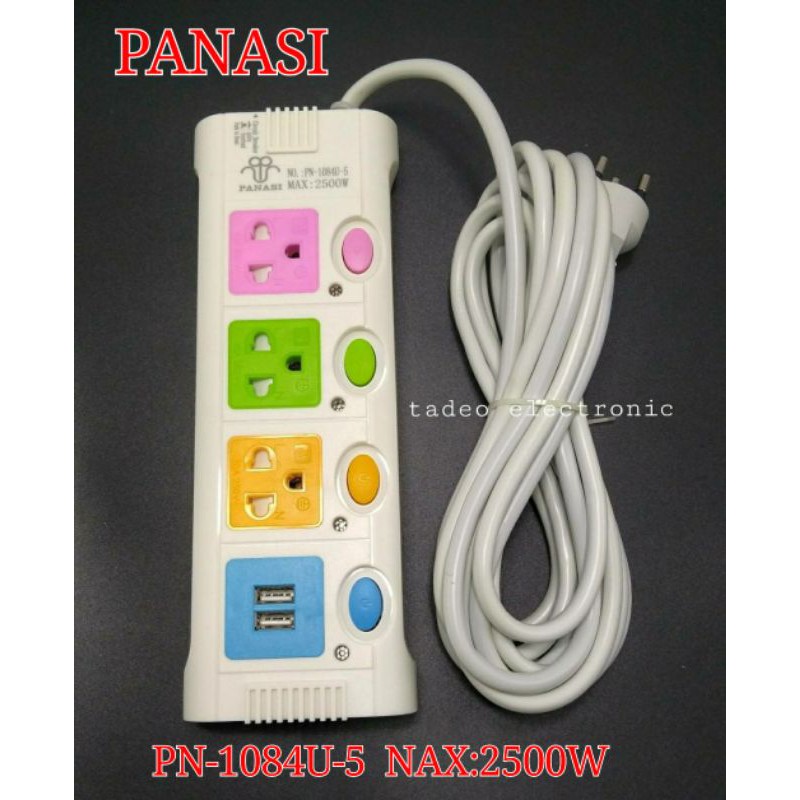 ปลั๊กไฟ มีช่องปลั๊กไฟ USB PANASI PN-1084U-5U (MAX-2500W) | Shopee Thailand