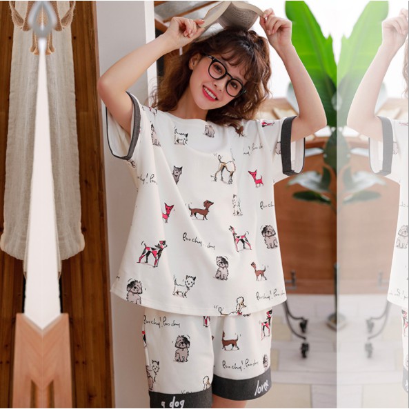 Li01 ชุดเซ็ทขาสั้น ชุดนอนขาสั้น ผ้ายืด ลายตะมุตะมิ น่ารักกก (ดูขนาดกางเกงก่อนสั่งนะคะ) | Shopee ...