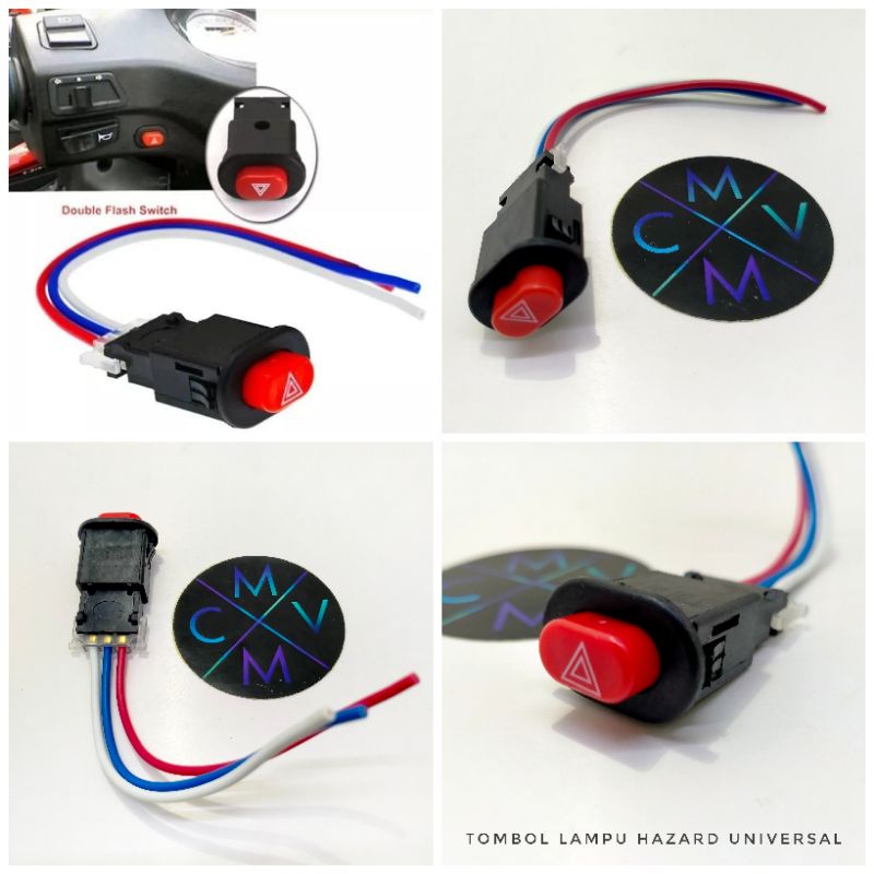 TOMBOL HAZARD SWITCH / UNIVERSAL 3 HAZARD TOURING LIGHT BUTTON | Shopee ...