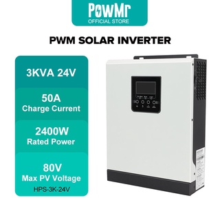 PowMr 3KVA Solar Inverter Hybrid 24V PWM 80A Pure Sine Wave 230V HPS-3K ...