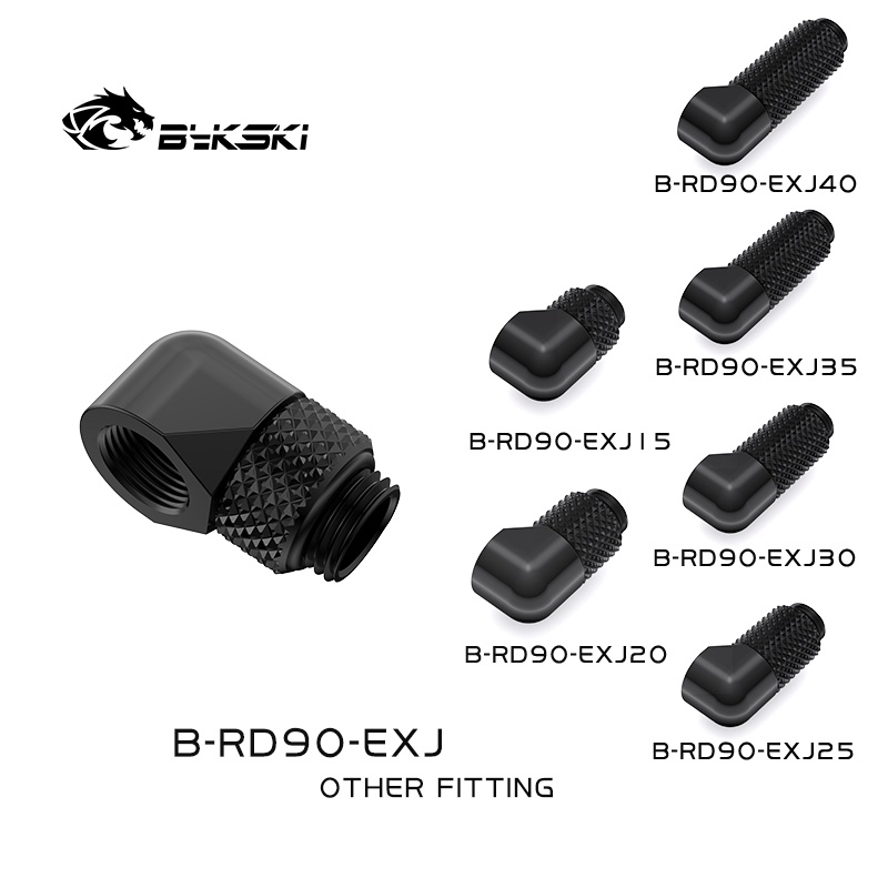 BYKSKI G1/4 90 องศา Rotary Fitting / ขยาย 15/20/25/30/35/40 มม. Water Cooling Adaptors สีสีดํา ...
