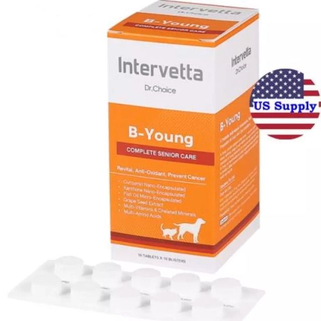 [กล่อง100เม็ด] Dr.Choice B-Young บำรุงสุนัขแมว บำรุงสุขภาพรวม [Exp.06/ ...