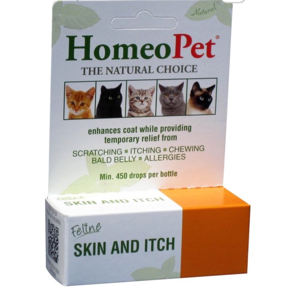 HomeoPet Feline Skin & Itch Cat Supplement, 450 drops (ช่วยคัน บำรุงผิว ...