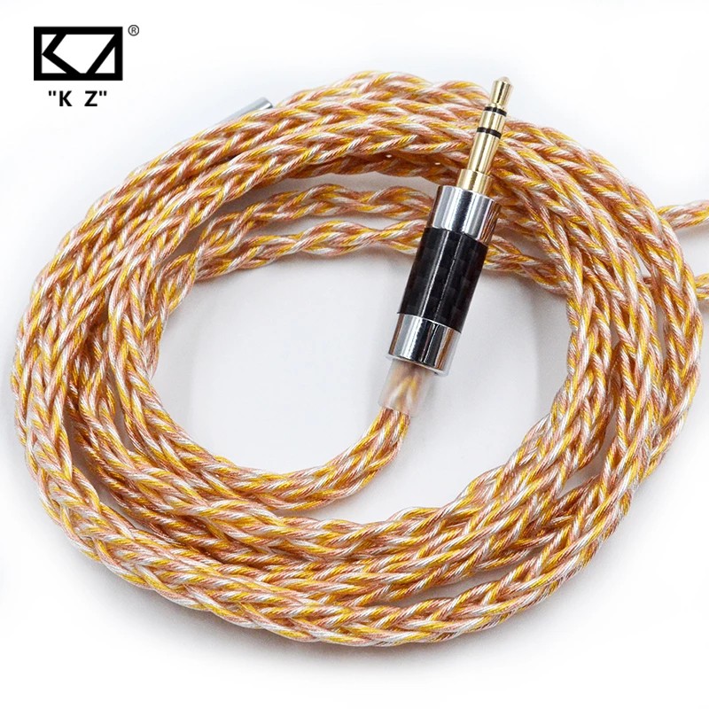KZ Earphones Cable 8 Core Gold Silver Copper Mixed Upgrade Cable 2Pin 3 ...