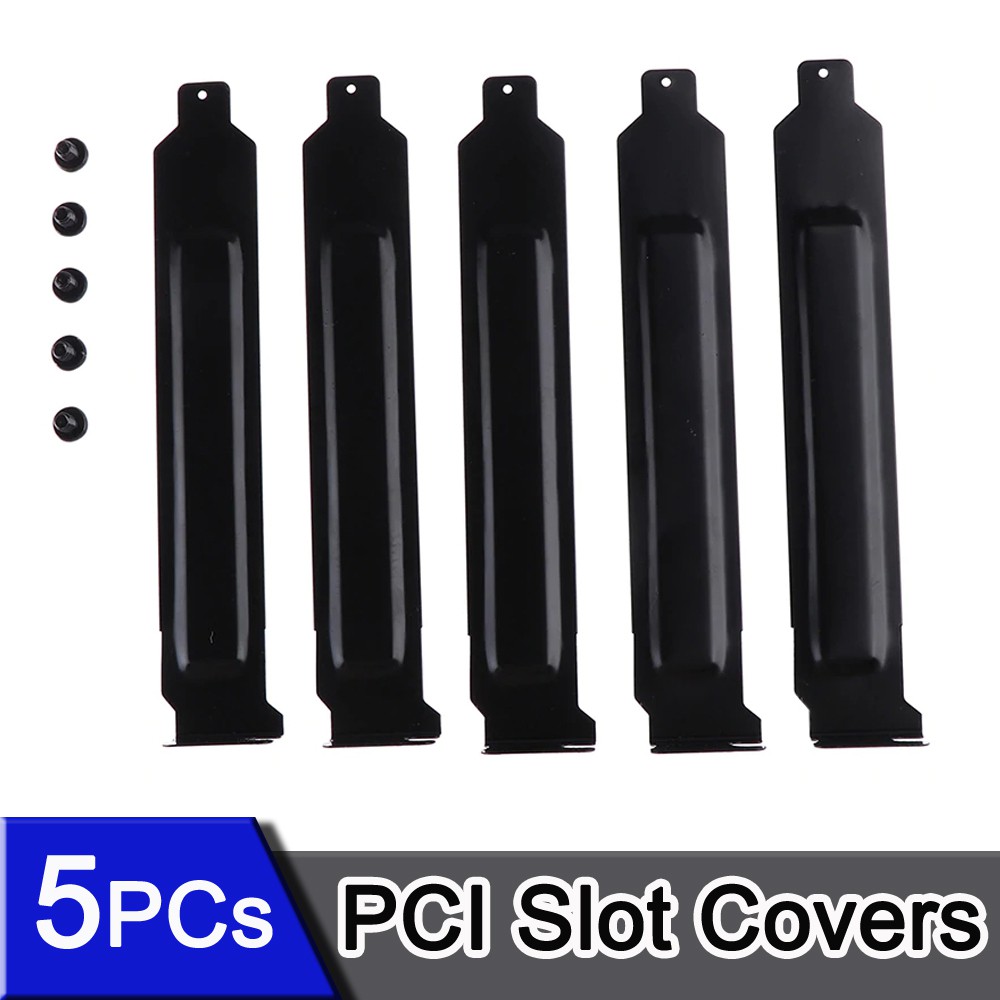 แผ่นเหล็กปิดหลัง Case 5pcs/lot Black Hard Steel PCI Slot Cover Bracket ...