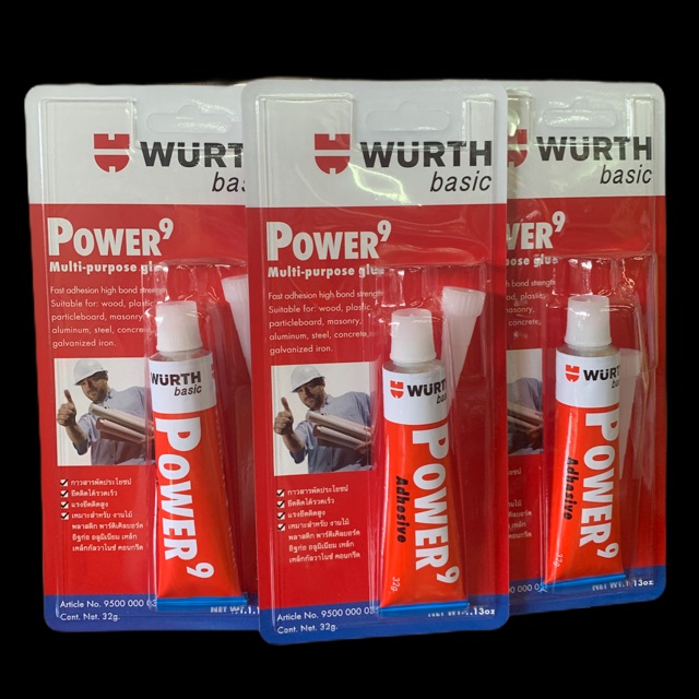 กาวพลังตะปูยึดติดชิ้นงานทั่วไป WURTH แบบแห้งเร็ว POWER 9 (SUPER NAIL 32 ...