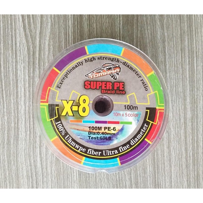 สาย PE TOMANA SUPER PE X8 แท้100% ถัก8 เหนียว ทน ลื่น ไม่เป็นขุย ไม่อมน้ำ 100m. | Shopee Thailand