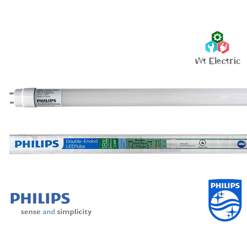 Philips Double-Ended LED tube หลอดไฟเข้า 2 ด้าน ฟิลลิปส์ T8 9W 600mm 18W 1200mm ดับเบิ้ลเอ็นด์ ...