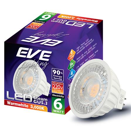 [พร้อมส่ง] HomeDoDee หลอดไฟ LED EVE MR16 STEAM 220 โวลต์ 6 วัตต์ WARMWHITE GU5.3 สีเหลือง หลอดไฟ ...