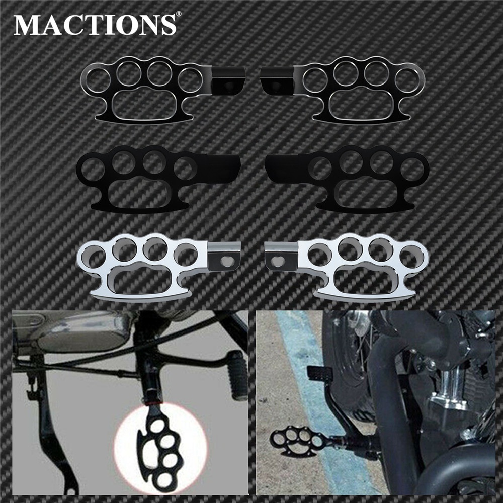 Motorcycle Flying Knuckle Footpegs Control Footrests Custom Pedal Black ...