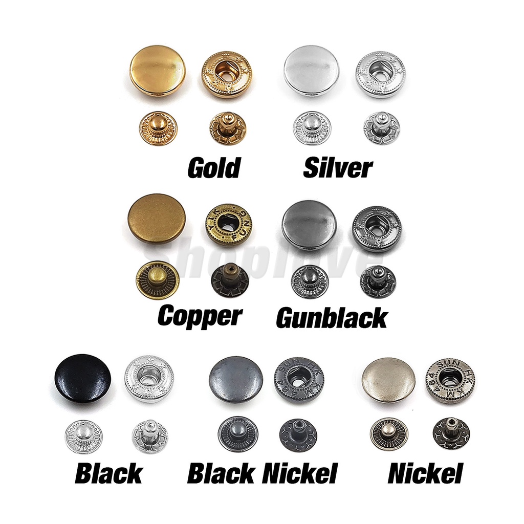 50-70 ชุด Snap Fasteners โลหะ Snaps กดปุ่ม Studs สําหรับเย็บเสื้อผ้า ...