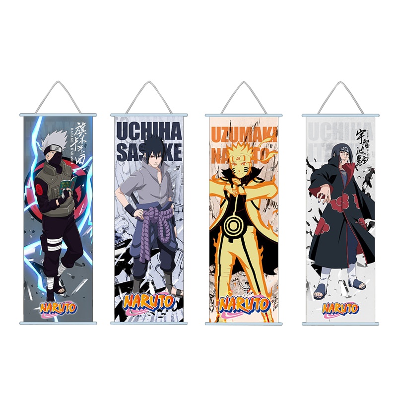 คลาสสิกอะนิเมะโปสเตอร์ Naruto Ninja Sasuke Scroll ผ้าใบแขวนภาพวาด Wall ...