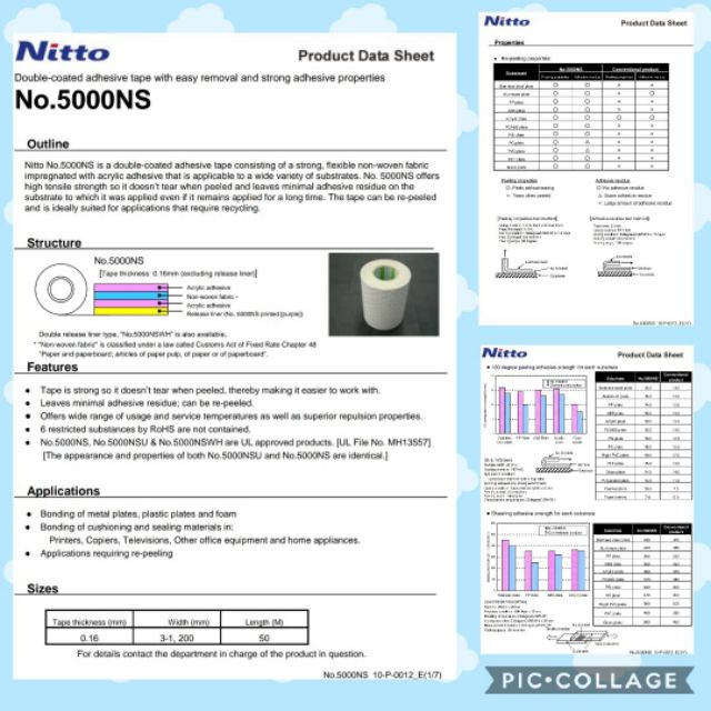 NITTO DENKO No. 5000NS เทปกาวสองหน้าแบบถอดได้ / ความแข็งแรง เทปสองด้าน ...