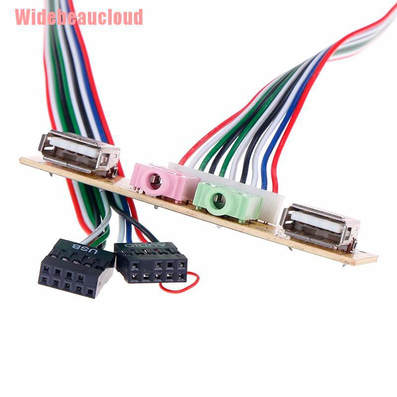 Widebeaucloud👍2 USB PC Computer Case Front Panel USB Audio Port Mic ...