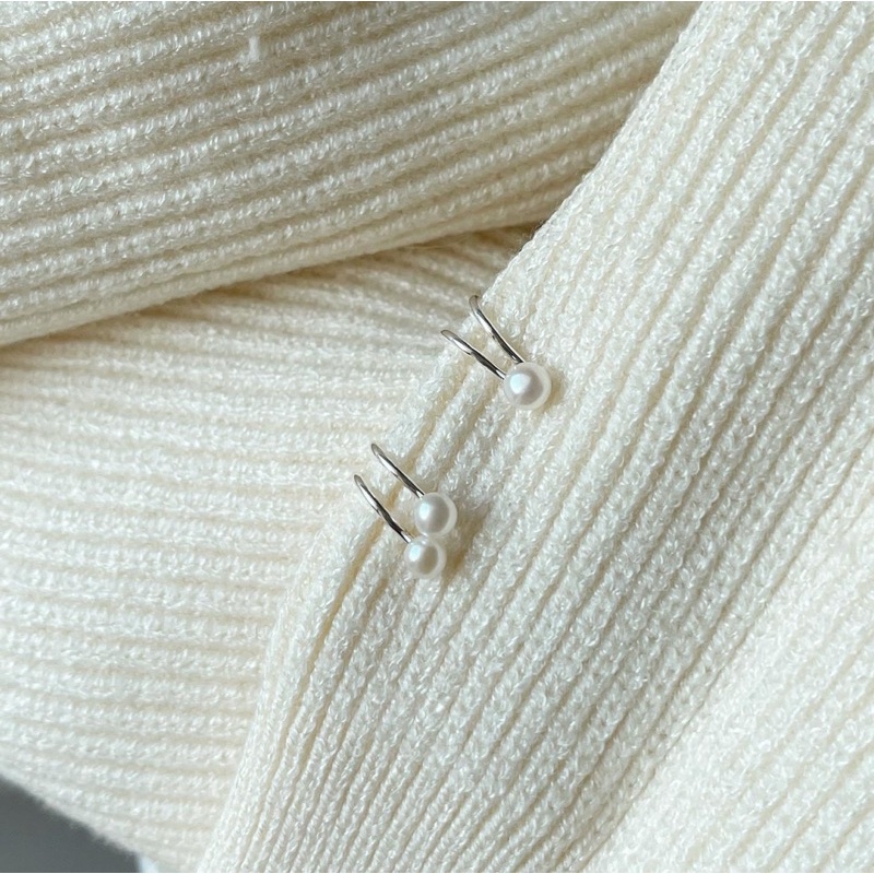 cchershop : silver925 pearl earcuff ต่างหูแบบหนีบ ต่างหูมุข ต่างหูแบบไม่ต้องเจาะ เงินแท้ ...