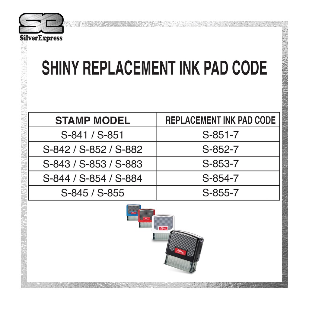 Shiny REPLACEMENT INK PAD / S-851-7 / S-852-7 / S-853-55-7 / S-854-7 / S-855-7 / SELF INKING ...