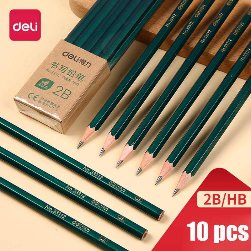 Deli Pencil Box 2B, HB ไส้อ่อนสวย หักยาก (สินค้าในประเทศจีน) 10 ชิ้น ...