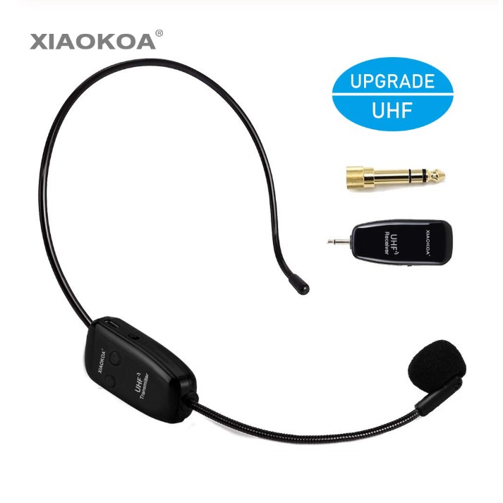 Xiaokoa UHF ชุดหูฟังไมโครโฟนไร้สาย 2 In 1 50 เมตร ชาร์จได้ สําหรับ ...