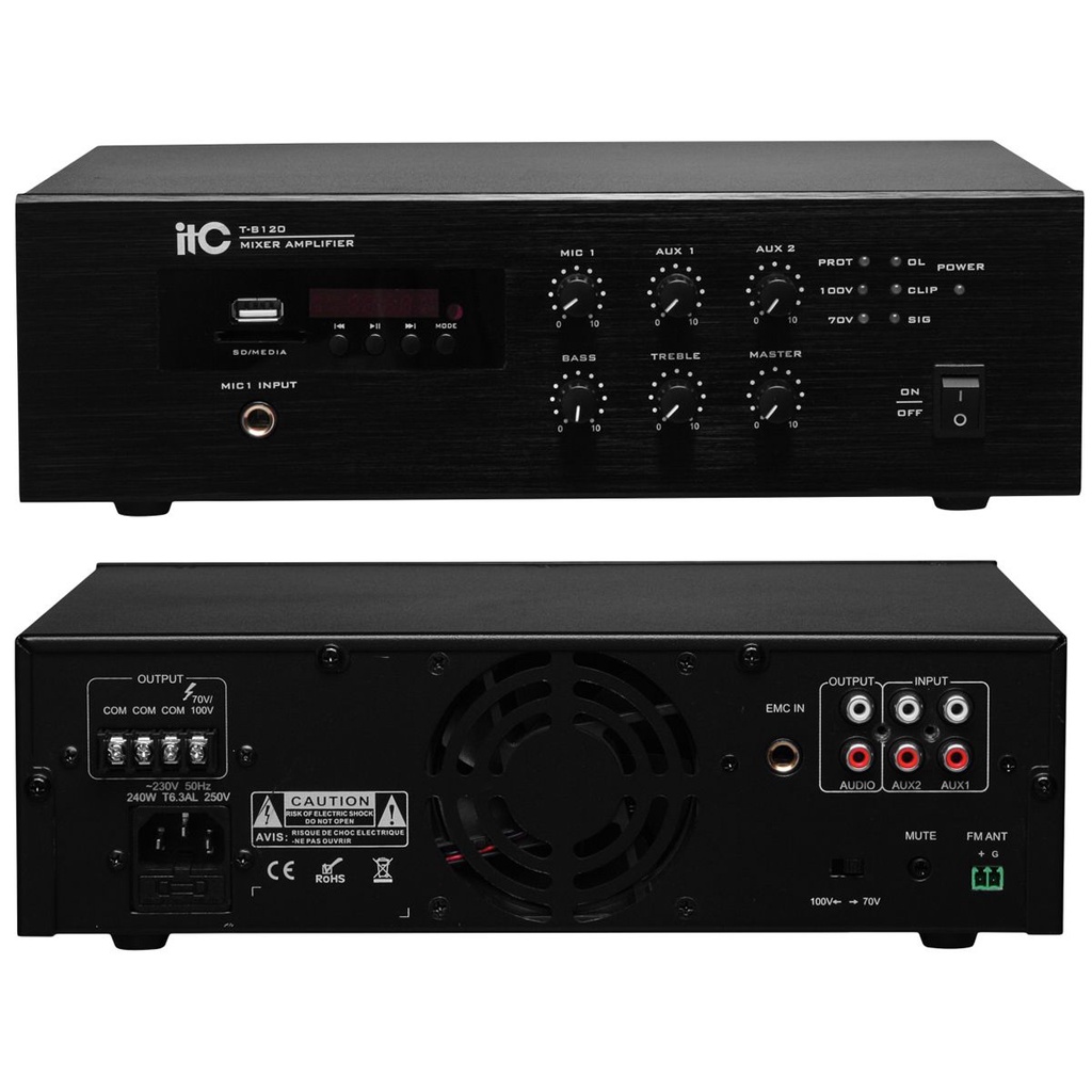 Power Mixer ITC AUDIO T-B120 มิกเซอร์แอมป์ 120 วัตต์ Mini Mixer ...