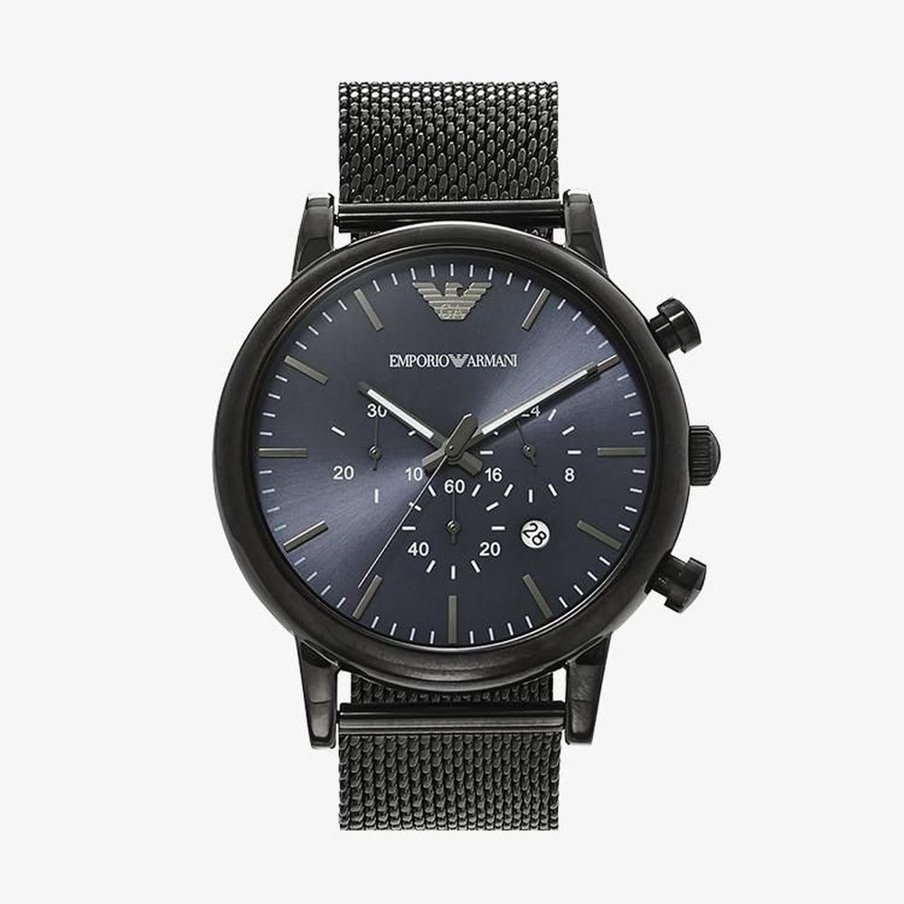 Emporio Armani นาฬิกาข้อมือผู้ชาย Sport Chronograph Blue Dial Grey รุ่น ...