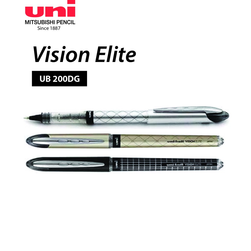 UniUni-ball Vision Elite Roller Pen 0.8mm - หมึกสีดํา UB 200DG | Shopee ...