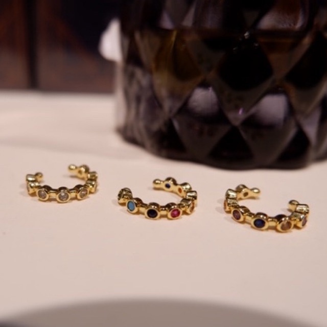 เอียคัฟ มินิมอล สวยๆ ไม่ลอก ไม่ดำ ต่างหูสำหรับคนไม่เจาะหู rainbow dot ...