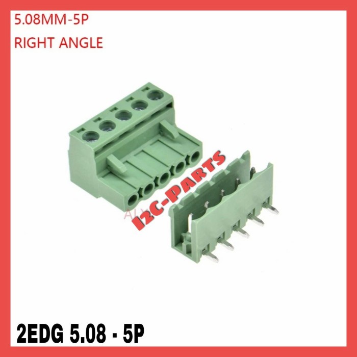 2edg 5.08 5p 5 pin Terminal Block ปลั๊กสีเขียว RA Connector 5.08 มม. ...