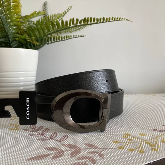 COACH SIGNATURE BUCKLE CUT-TO-SIZE REVERSIBLE BELT #91305 | Shopee Thailand