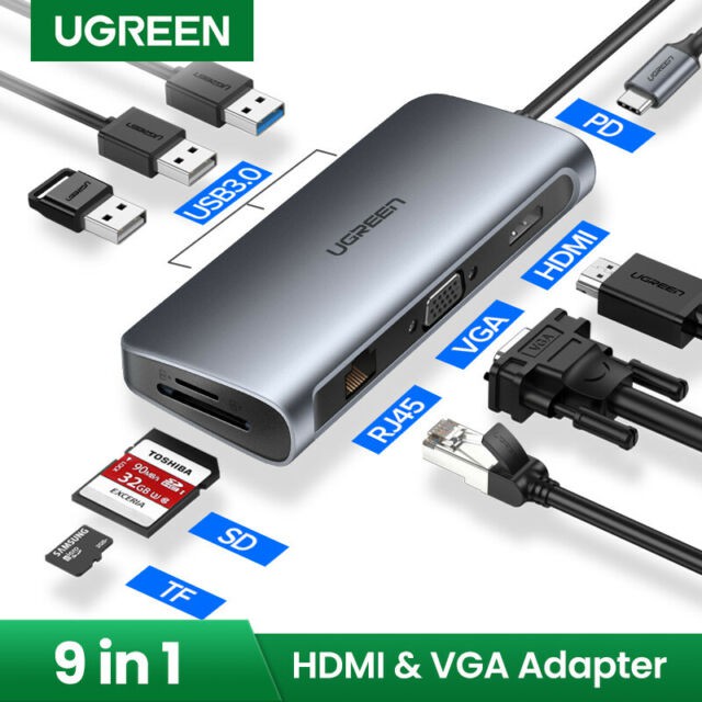 UGREEN USB TYPE-C MULTIPORT ADAPTER MULTIPORT HUB 9 IN 1 (อุปกรณ์แปลง ...