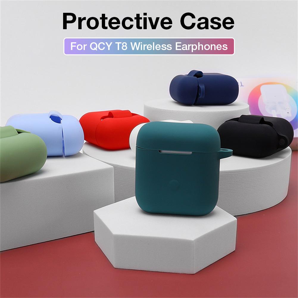เคส QCY T8 T8s QCY M18 เคสป้องกันซิลิโคนทีพียูป้องกันหูฟังไร้สายพร้อมCarabiner | Shopee Thailand
