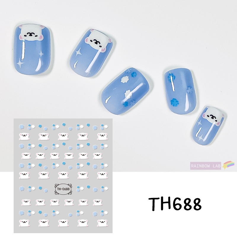 🌈 สติ๊กเกอร์ติดเล็บ 💕 ลายการ์ตูน ลายดอกไม้ รุ่น Korea Nail Decal | Aha ...