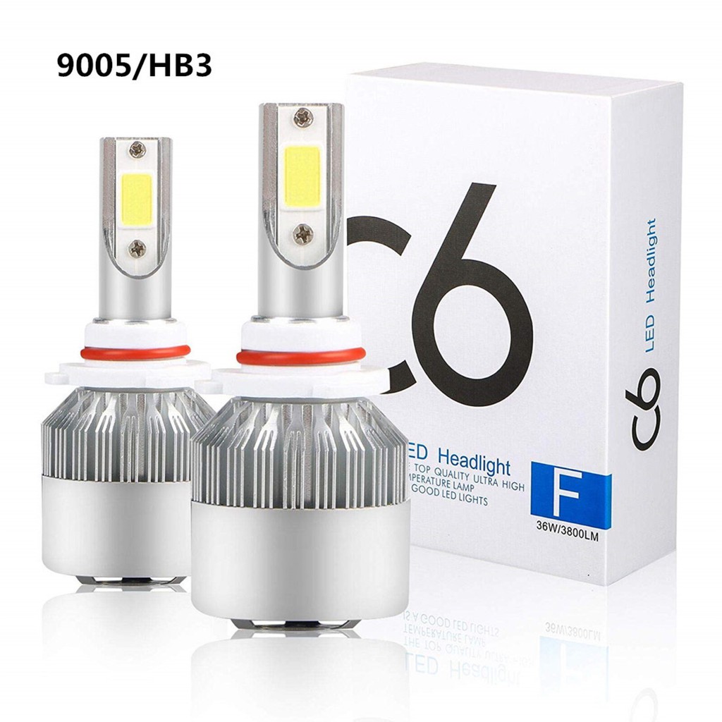 1คู่ ไฟหน้ารถยนต์ C6 LED แสงสีขาว H1 H3 H4 H7 H11 9005 9006 36W 6000K | Shopee Thailand
