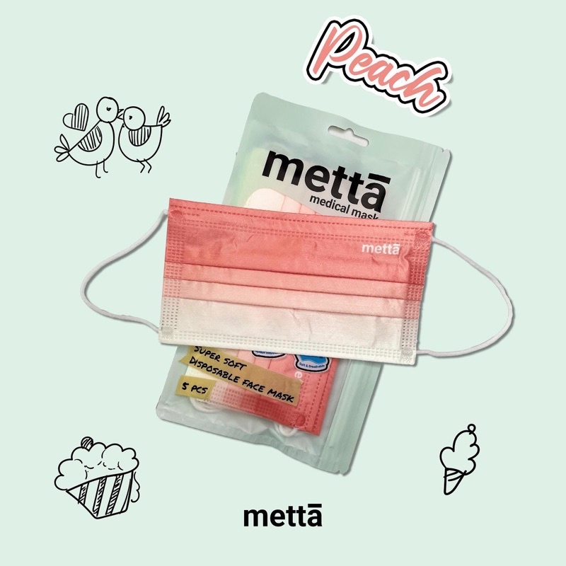 Metta Mask : Peach หน้ากากอนามัยเมตต้า สีพีช | Shopee Thailand