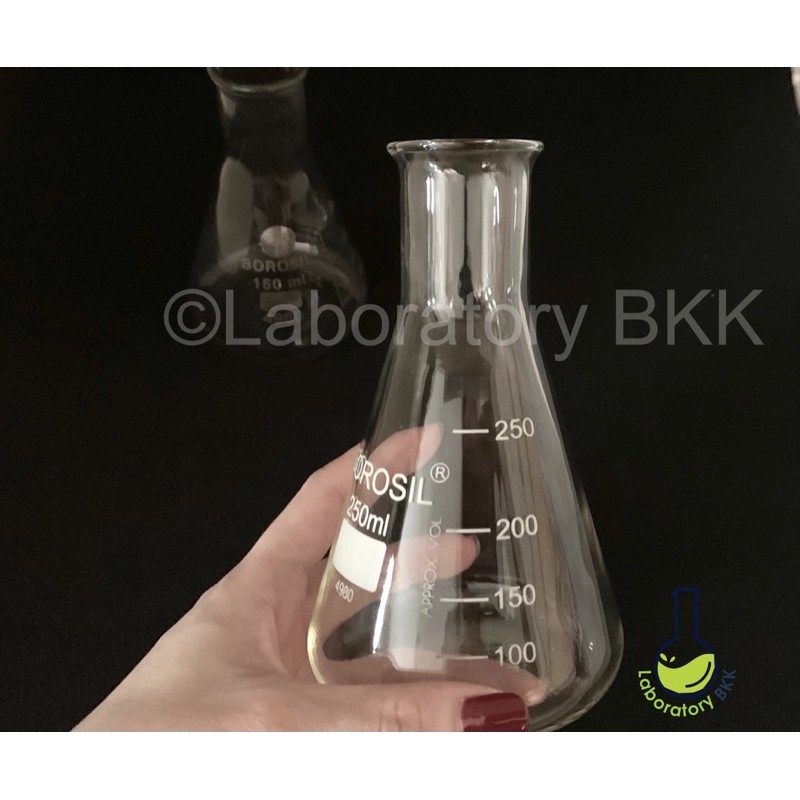 Erlenmeyer flask ขวดชมพู่ Pyrex Glassco Borosil Simax Kimax ทนไฟ/เคมี ...