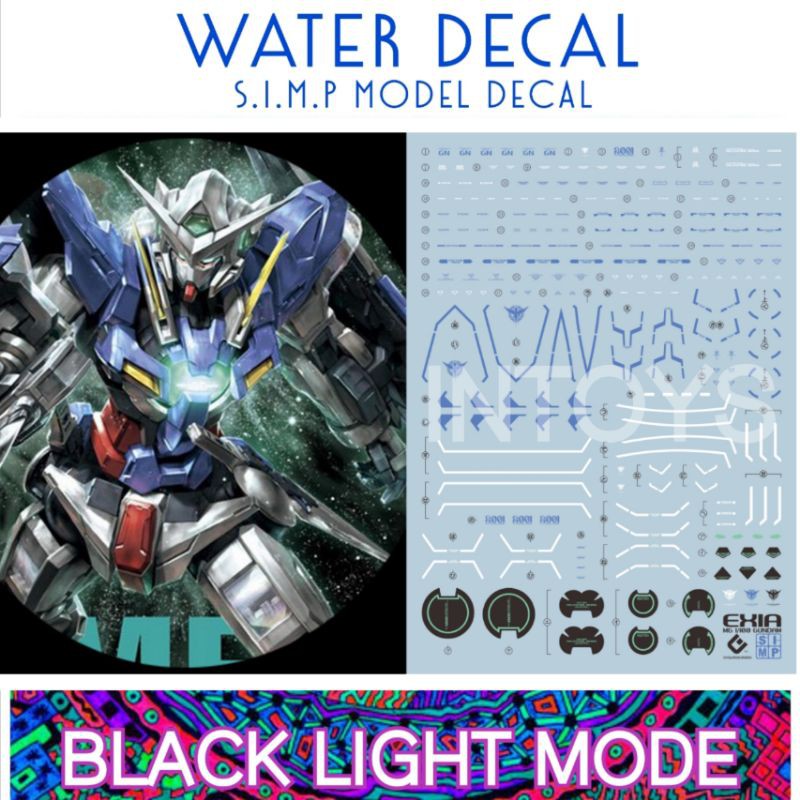 Water Decal MG 1/100 GUNDAM EXIA ยี่ห่อ S.I.M.P. Model Decal ( เรืองแสง ...
