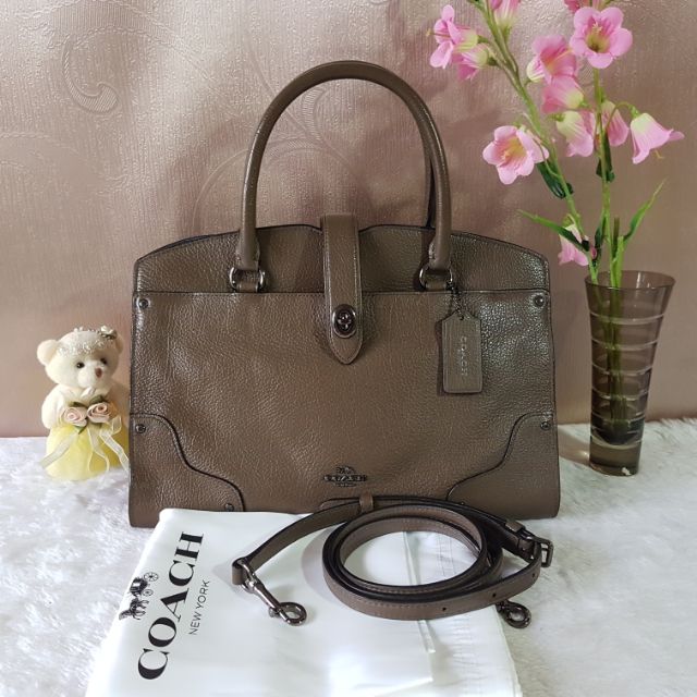 กระเป๋า Coach Mercer Satchel 30 in Grain Leather 37575 DARK GUNMETAL ...