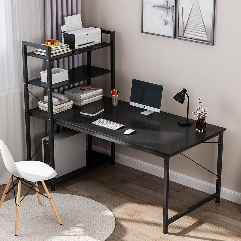 computer deskโต๊ะทำงานไม้ โต๊ะคอมพิวเตอร์ พร้อมชั้นวางของขาเหล็กกล้าพ่น ...