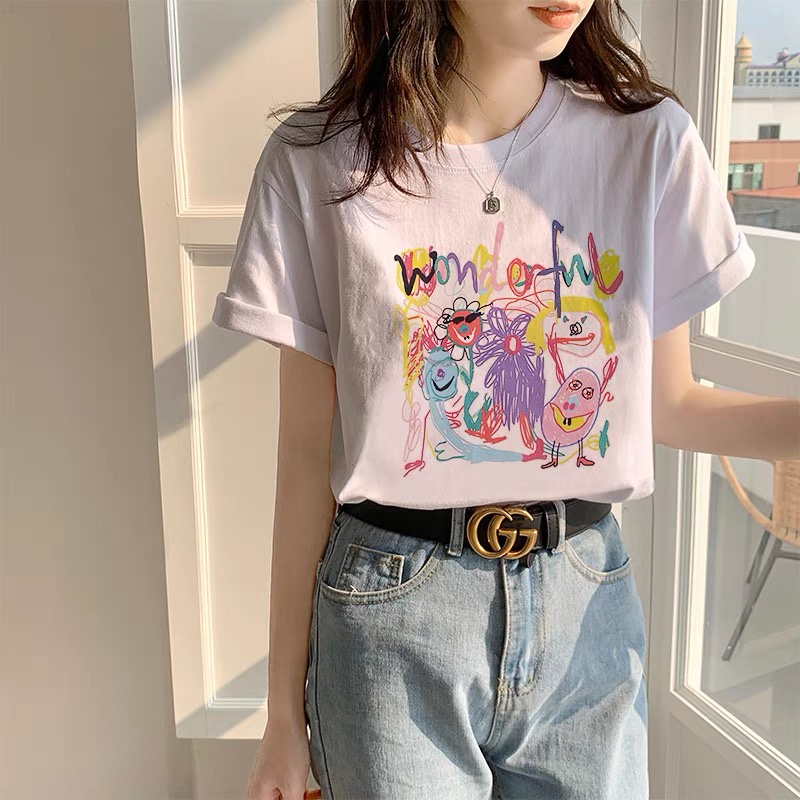 【WANG JIAO ZHAN】3 ตัวเลือก*ฤดูร้อนเกาหลีหลวมพิมพ์เสื้อป่า | Shopee Thailand