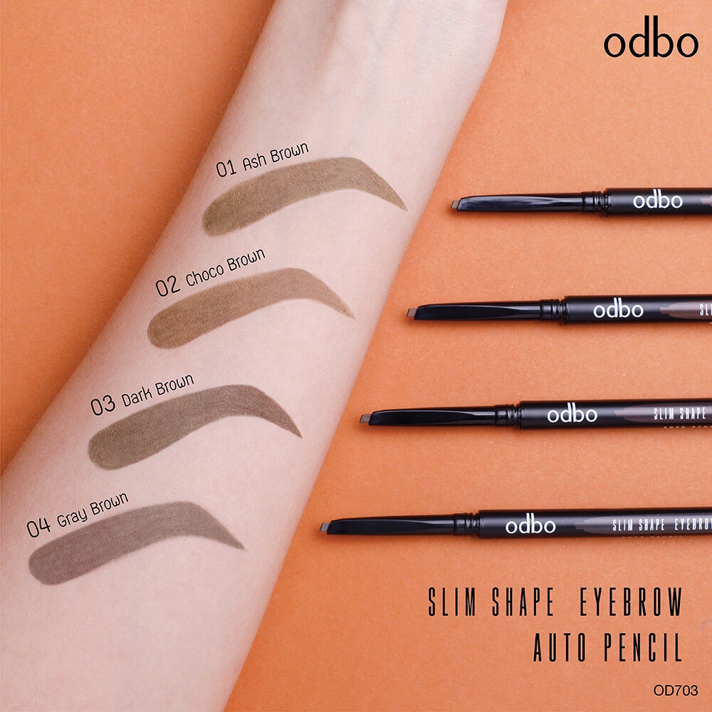 ODBO Slim Shape Eyebrow Auto Pencil 0.1g โอดีบีโอ ดินสอเขียนคิ้วแบบแท่งหมุนระบบออโต้ล็อค ...